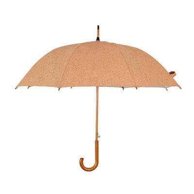 China Eco-Friendly Protection Cork Umbrella with Wooden Shaft and Handle 105cm Open Diameter for sale