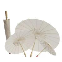 China Handmade Props White Japanese Paper Umbrella with Customized Designs Logo Printing for sale