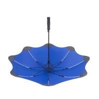 China creative 8 ribs round corner wind resistant safety tips straight umbrella with logo print for sale