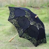 China Wedding Decoration Battenburg Lace Umbrella with Customized Logo and Fiberglass Frame for sale