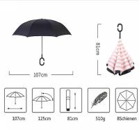 China Straight Umbrella 8K 23inch 190T Pongee Inverted Double Layer C Handle Manual Open for sale
