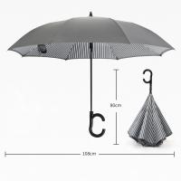 China Straight Umbrella 8K 23inch 190T Pongee Inverted Double Layer C Handle Manual Open for sale