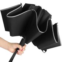 China Black Metal Shaft Reverse Umbrellas with Logo Prints and Automatic Function for sale