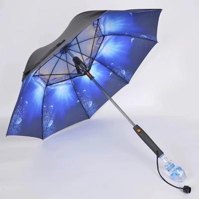 China Outdoor Market Repel Umbrella with Built-in Fan and Water Spray Custom Printing for sale