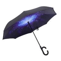 China Adults Windproof Upside down C shape Inverted Reverse Umbrella with Pongee Panel for sale