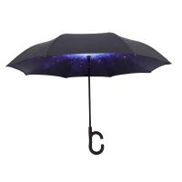 China Adults Windproof Upside down C shape Inverted Reverse Umbrella with Pongee Panel for sale