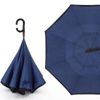 China Adults Windproof Upside down C shape Inverted Reverse Umbrella with Pongee Panel for sale