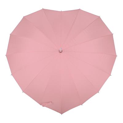 China Adults Creative Bright Red Heart-Shaped Sunshade Long Handle Umbrella for Wedding for sale