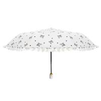 China Women's Gift Pink Macrame Bowknot Umbrella with UV Protection and Rubber Coated Handle for sale