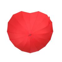 China Adults Creative Bright Red Heart-Shaped Sunshade Long Handle Umbrella for Wedding for sale