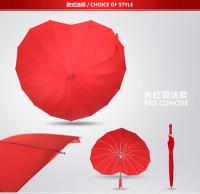 China Adults Creative Bright Red Heart-Shaped Sunshade Long Handle Umbrella for Wedding for sale