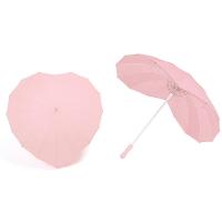 China Adults Creative Bright Red Heart-Shaped Sunshade Long Handle Umbrella for Wedding for sale