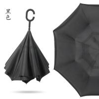 China 190T Ponegee Fabric Custom Double Layer C Shape Handle Inverted Umbrella with Logo Prints for sale