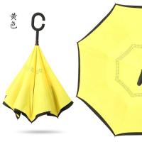 China 190T Ponegee Fabric Custom Double Layer C Shape Handle Inverted Umbrella with Logo Prints for sale