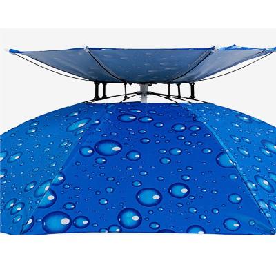 China Plastic Handle Double Layers Fishing Hat Umbrella for Hiking and Beach Activities for sale