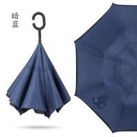 China 190T Ponegee Fabric Custom Double Layer C Shape Handle Inverted Umbrella with Logo Prints for sale
