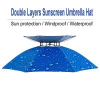 China Plastic Handle Double Layers Fishing Hat Umbrella for Hiking and Beach Activities for sale