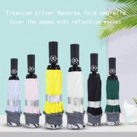 China Tech Titanium Silver Coating Custom Fold Inverted Reverse Umbrella for Stylish Design for sale