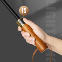 China 190T Pongee Long Handle 3 Fold Wood Handle Men's Business Umbrella Plus Size Windproof Golf Gift Umbrella Custom Logo for sale