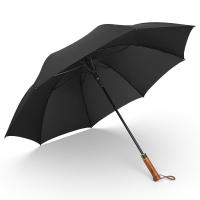 China 190T Pongee Long Handle 3 Fold Wood Handle Men's Business Umbrella Plus Size Windproof Golf Gift Umbrella Custom Logo for sale