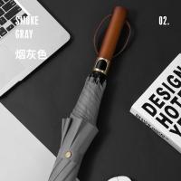 China 190T Pongee Long Handle 3 Fold Wood Handle Men's Business Umbrella Plus Size Windproof Golf Gift Umbrella Custom Logo for sale