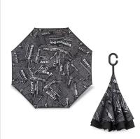 China Custom Printed Windproof Inverted Reverse Umbrella with C Handle Advertising Umbrella for sale