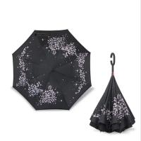 China Custom Printed Windproof Inverted Reverse Umbrella with C Handle Advertising Umbrella for sale