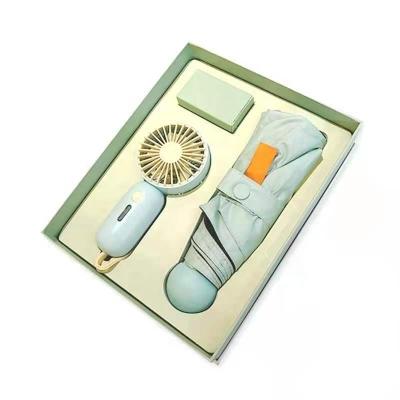 China Umbrella Gift with Custom Box All in 1 Function USB Rechargeable Mini Portable Fan for sale