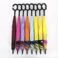 China Custom Printed Windproof Inverted Reverse Umbrella with C Handle Advertising Umbrella for sale