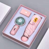 China Umbrella Gift with Custom Box All in 1 Function USB Rechargeable Mini Portable Fan for sale