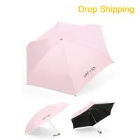 China Drop Shipping Black UV Coating Pongee Mini Capsule Pocket Umbrella for Sun Protection for sale