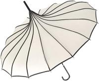 China Japanese Garden Pagoda Vintage Umbrella Long Hook Handle Black and White Double Color for sale