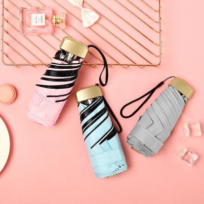 China Customer's Logo Printing Folding Umbrella UV Protection Clear Sunshade Five Fold Mini for sale