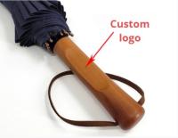 China Straight Umbrella Retro Wooden Handle Automatic Open Customized Gift Advertising Umbrella for sale