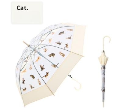 China Transparent Umbrella with Long Handle and Straight Pole Can Print Advertising Logo for sale