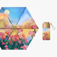 China 19inches*6k Portable Ladies Compact Travel Umbrella with Gold Coated Phone Size for sale