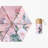 China 19inches*6k Portable Ladies Compact Travel Umbrella with Gold Coated Phone Size for sale