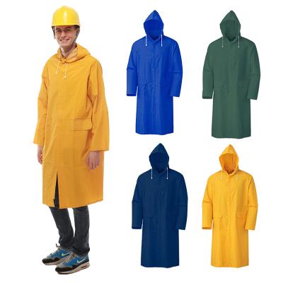 China OXFORD CLOTH Custom Waterproof Thick Heavy Duty PVC Polyester Adult Yellow Raincoat for sale