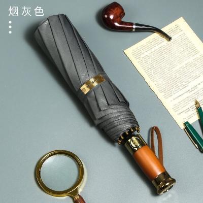 China Business Gifts Retro Wooden Handle Umbrella with Sun Protection and Automatic Folding for sale