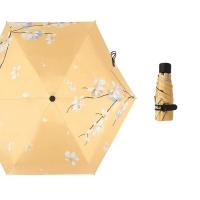 China Golden Coated Metal Shaft Customized Logo 5 Fold Mini UV Pocket Umbrella for Travel for sale