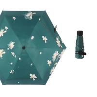 China Golden Coated Metal Shaft Customized Logo 5 Fold Mini UV Pocket Umbrella for Travel for sale