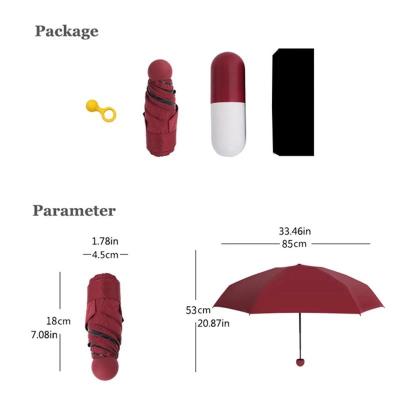 China Five-folding UV Protection Capsule Pocket Super Tiny Umbrella with Full Plate Printing for sale