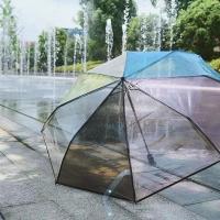 China Female Small Fresh Parasol Three-folding Umbrella 2023 Rainbow Transparent 21 Inches*8k for sale