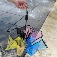 China Female Small Fresh Parasol Three-folding Umbrella 2023 Rainbow Transparent 21 Inches*8k for sale