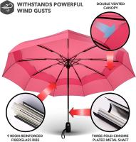 China 23 Inches*10k Rose Powder Color False Double Canopy Travel Umbrella for Easy Handling for sale