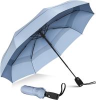 China UV Black Coated 190T Pongee Double Canopy Travel Umbrella for Rain and Wind Protection for sale