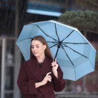 China UV Black Coated 190T Pongee Double Canopy Travel Umbrella for Rain and Wind Protection for sale