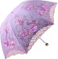 China Product Folding 3D Flower Embroidery UV Sun Fashion Umbrella for Wedding Ceremony for sale
