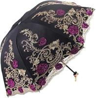China Product Folding 3D Flower Embroidery UV Sun Fashion Umbrella for Wedding Ceremony for sale