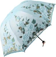 China Product Folding 3D Flower Embroidery UV Sun Fashion Umbrella for Wedding Ceremony for sale